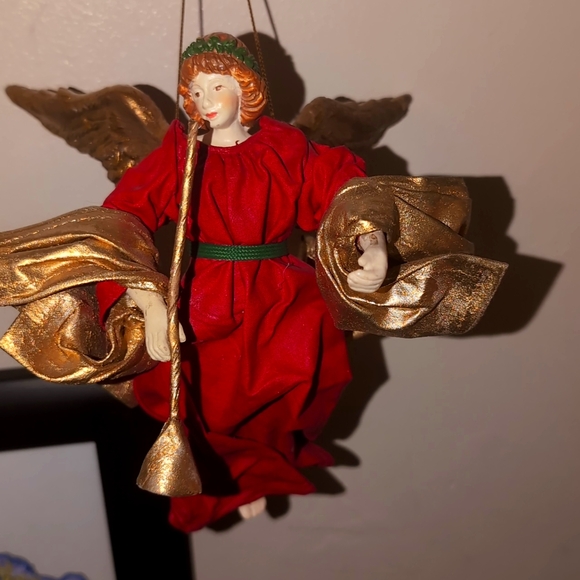Source Unknown | Holiday | Available Vintage Red Gold Paper Mache Angel ...